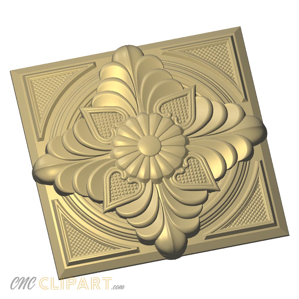 Ceiling Rose 16 3D Relief Model - CNC Clipart